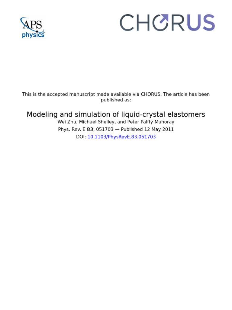 Modeling and Simulation of Liquid-crystal Elastomers | PDF | Liquid Crystal | Continuum Mechanics