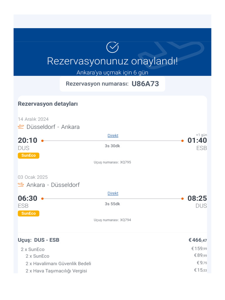 SunExpress - Rezervasyonu Yönet | PDF