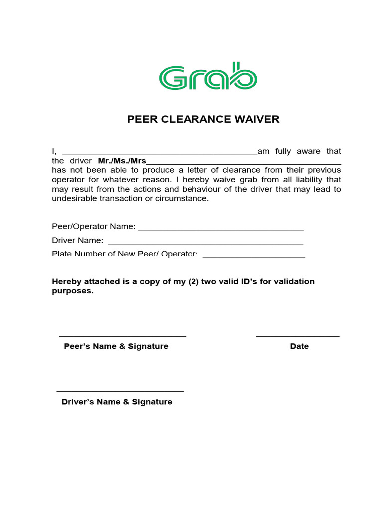 Peer Clearance Waiver | PDF