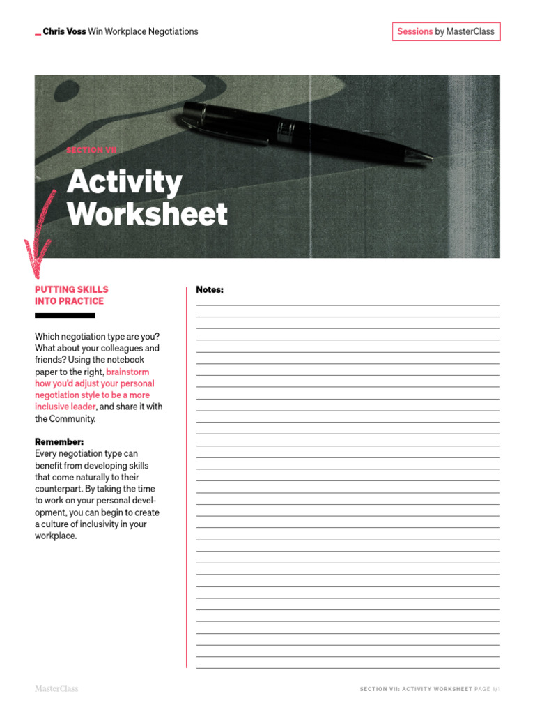 Workplace Negotiation Skills Worksheet | PDF