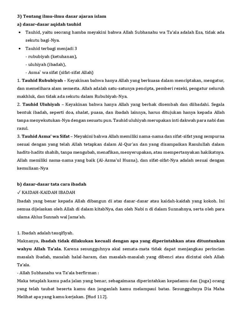 Dasar-Dasar Ajaran Islam dan Ibadah | PDF