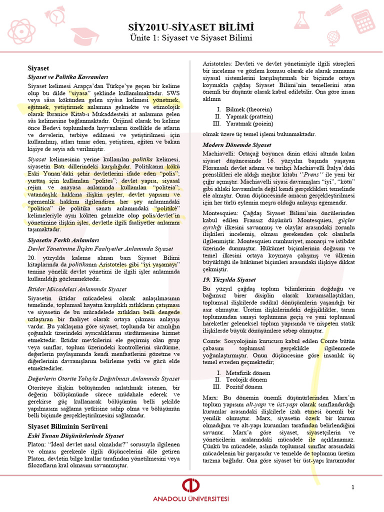 SB1 1.ünite Özeti | PDF