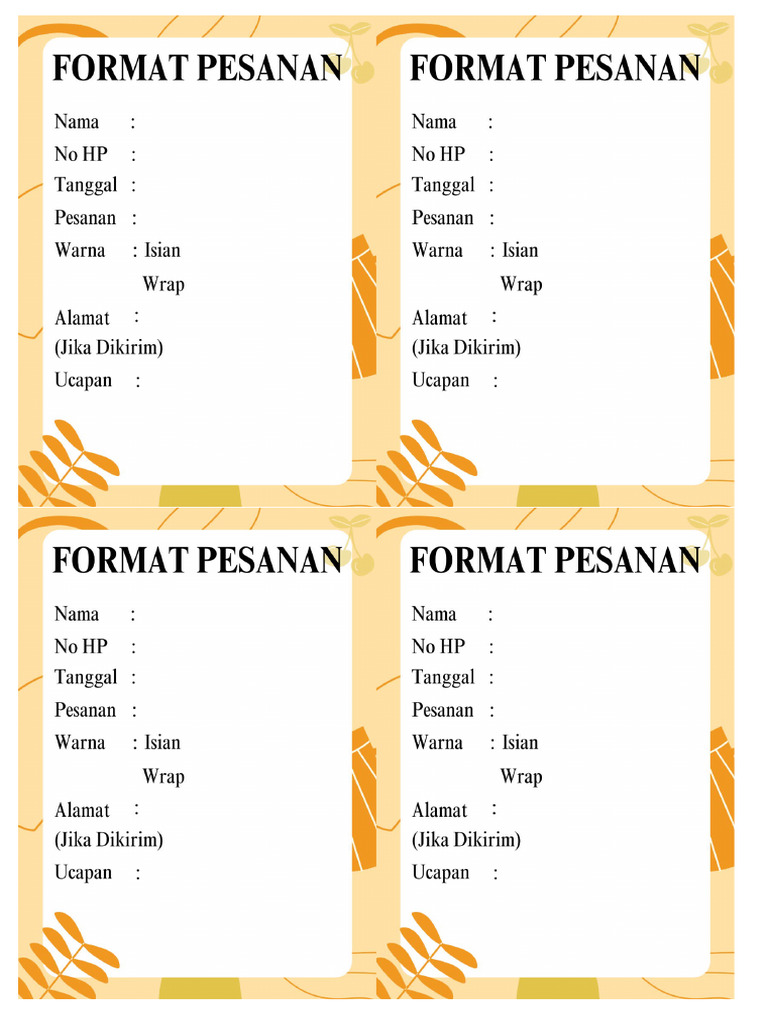 Format Pesanan | PDF