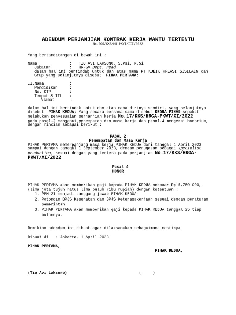Addendum Contoh | PDF