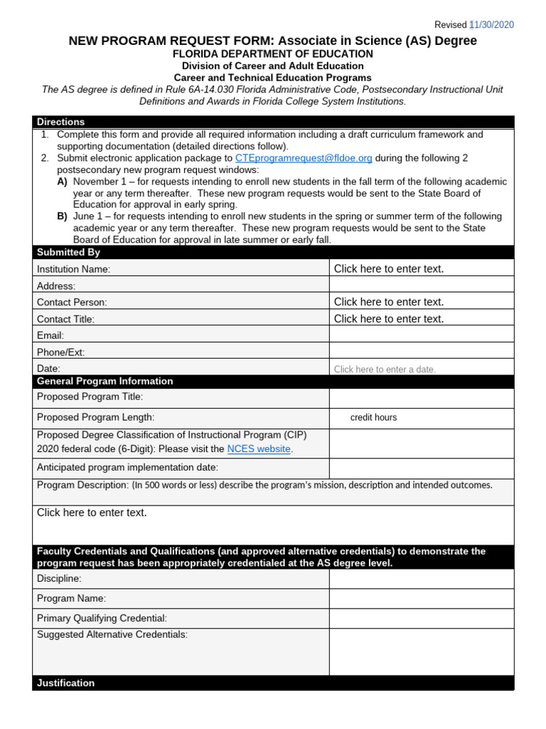 As New Program Request | PDF | Curriculum