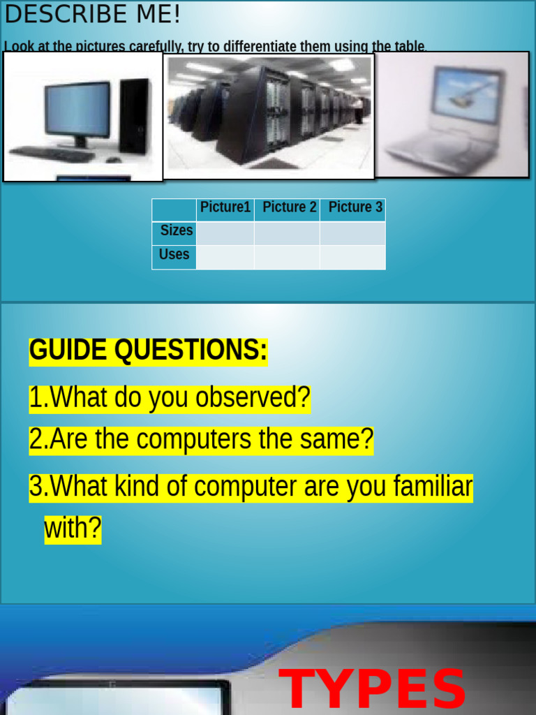 WEEK 3 - Types of Computer | PDF | Microcomputers | Personal Computers