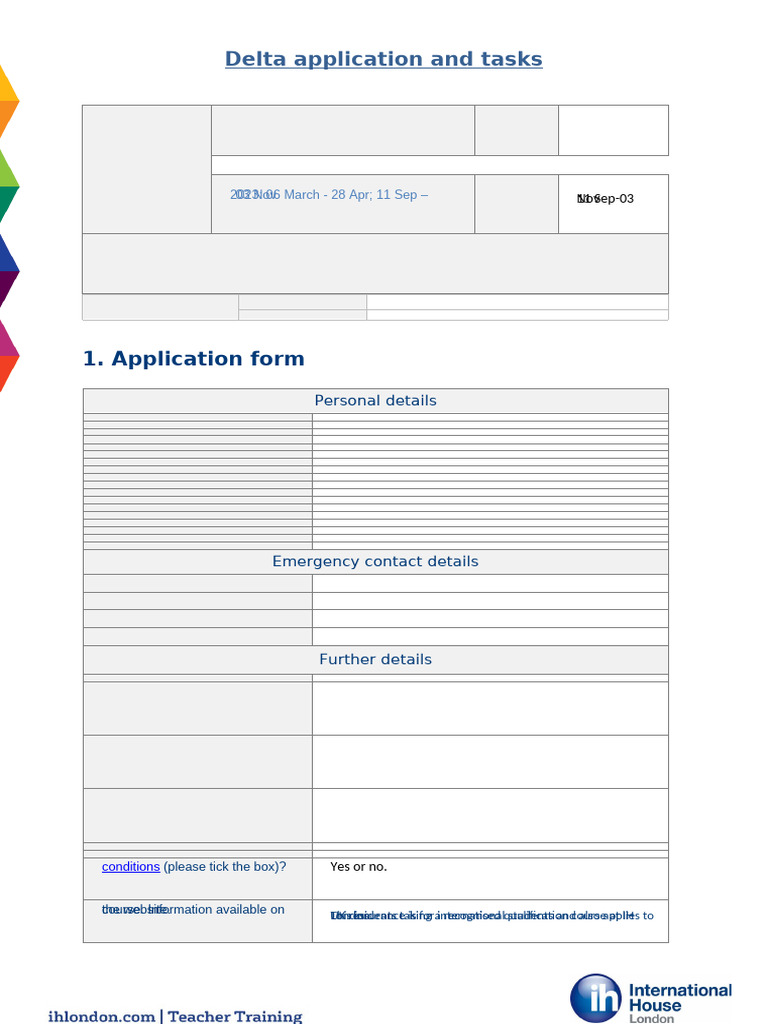 Delta Application Form IHLondon 2023 | PDF | Learning | Cognition
