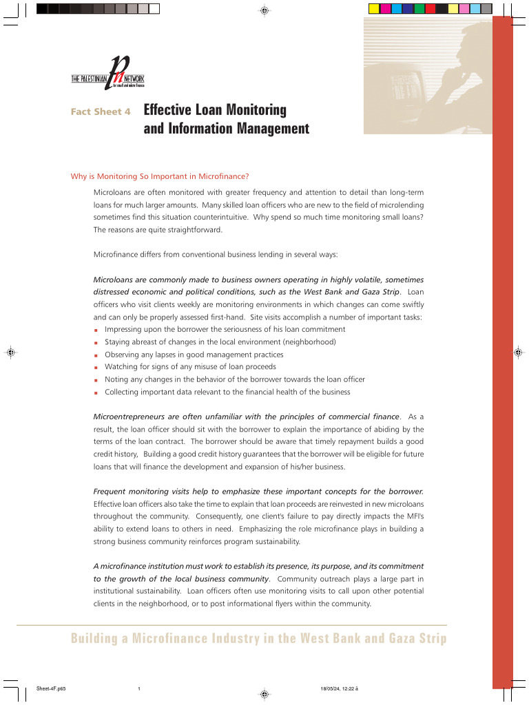 Microfinance Loan Monitoring Guide | PDF | Microfinance | Microcredit