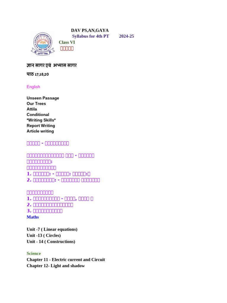 Syllabus of PT4 | PDF