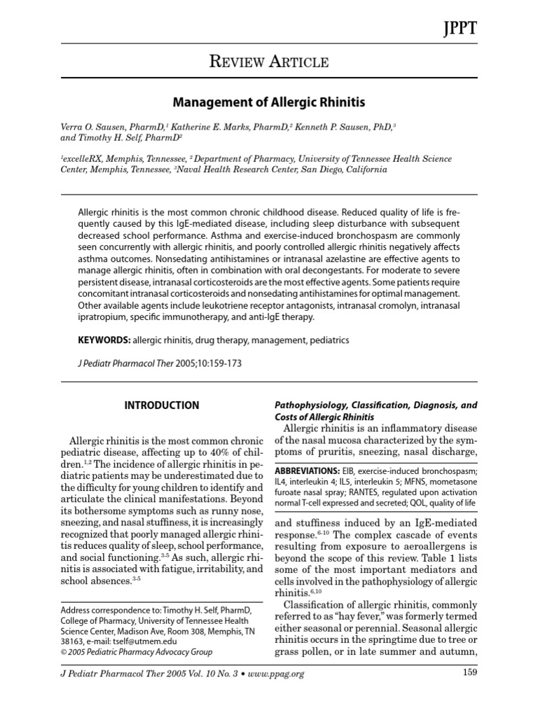 Management of Allergic Rhinitis: Eview Rticle | PDF | Allergy | Asthma