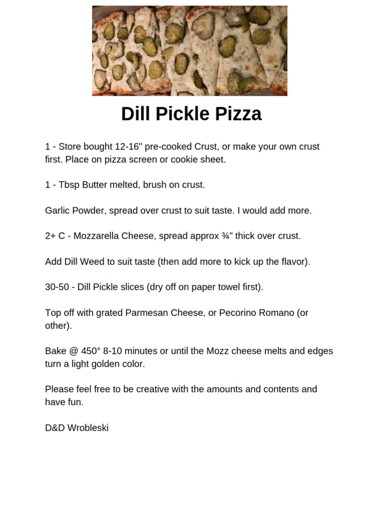Dill Pickle Pizza | PDF