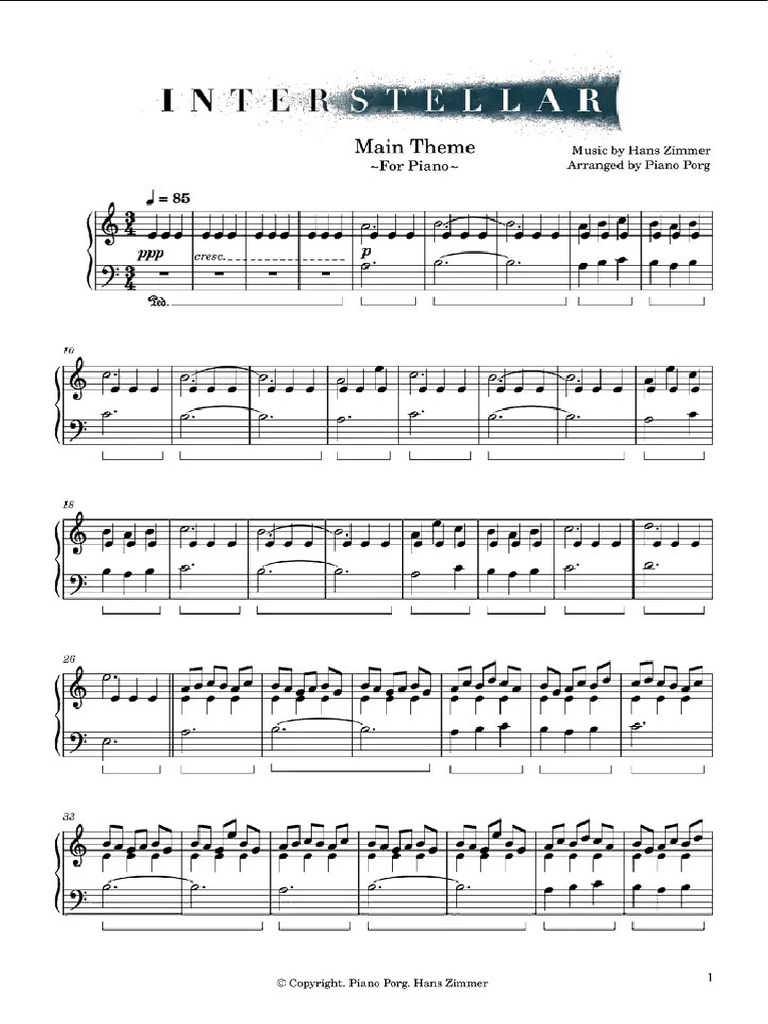 Interstellar Main Theme | PDF