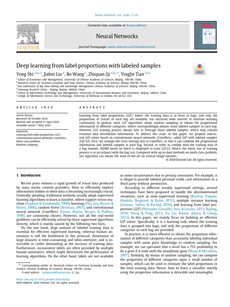 Deep Learning From Label Proportions With Labeled Samples | PDF | Artificial Neural Network ...