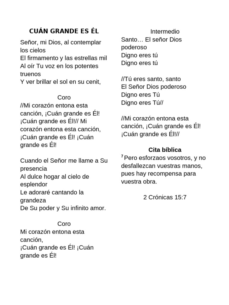 Cuán Grande Es Él | PDF
