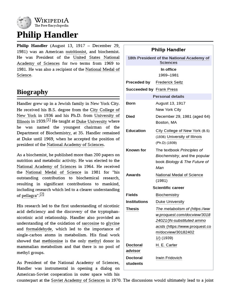 Philip_Handler | PDF | Science