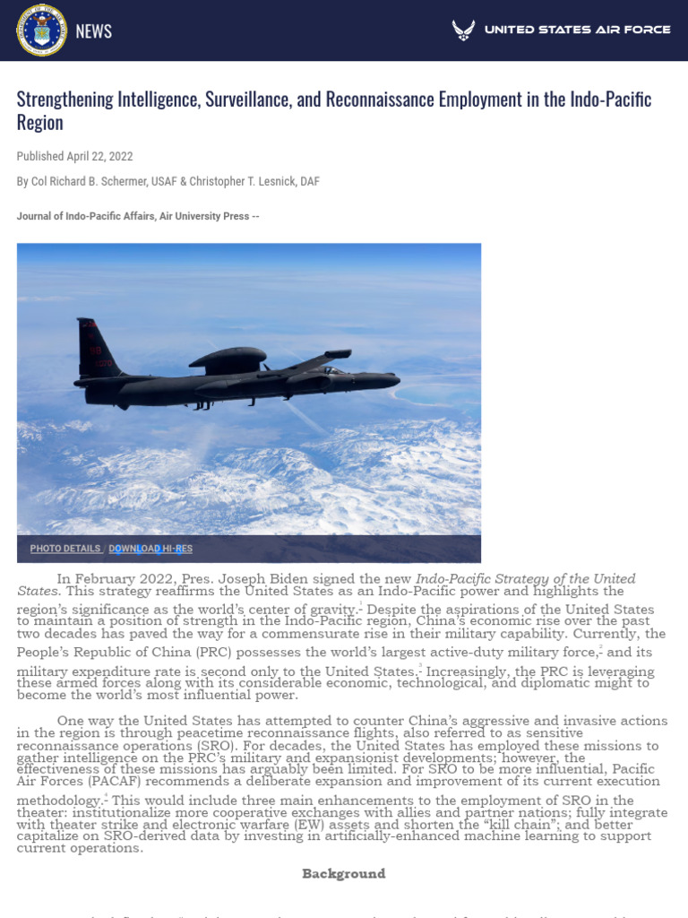 Strengthening Intelligence, Surveillance, and Reconnaissance Employment ...