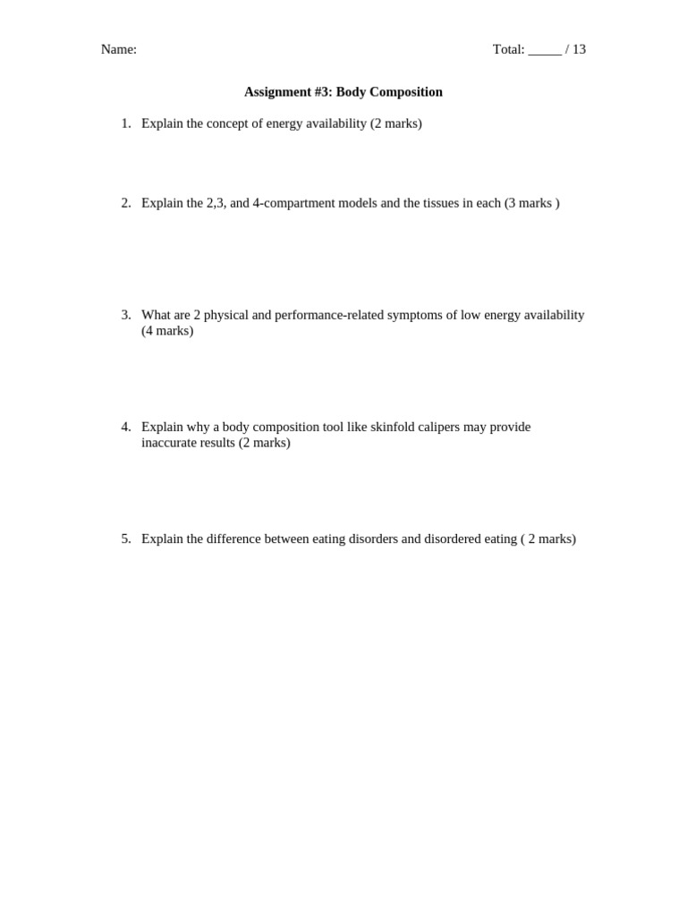 Assign #3 - Body Composition | PDF