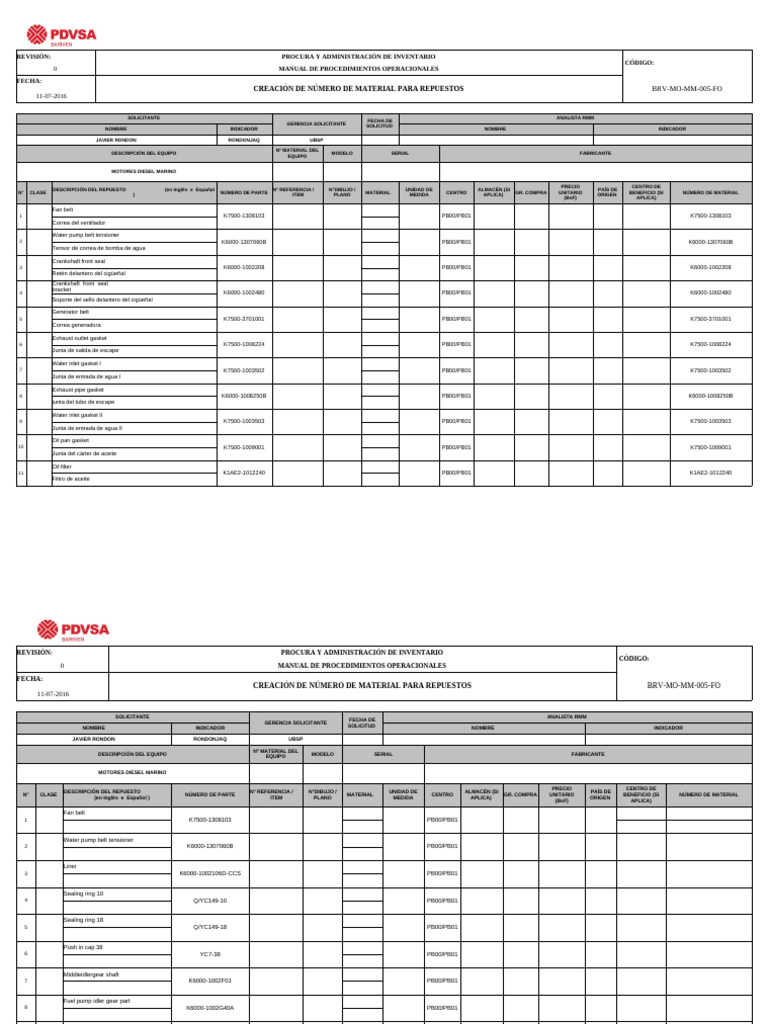 FORMULARIO DE LOS MOTORES YC6K | PDF | Motores | Motor de combustión ...