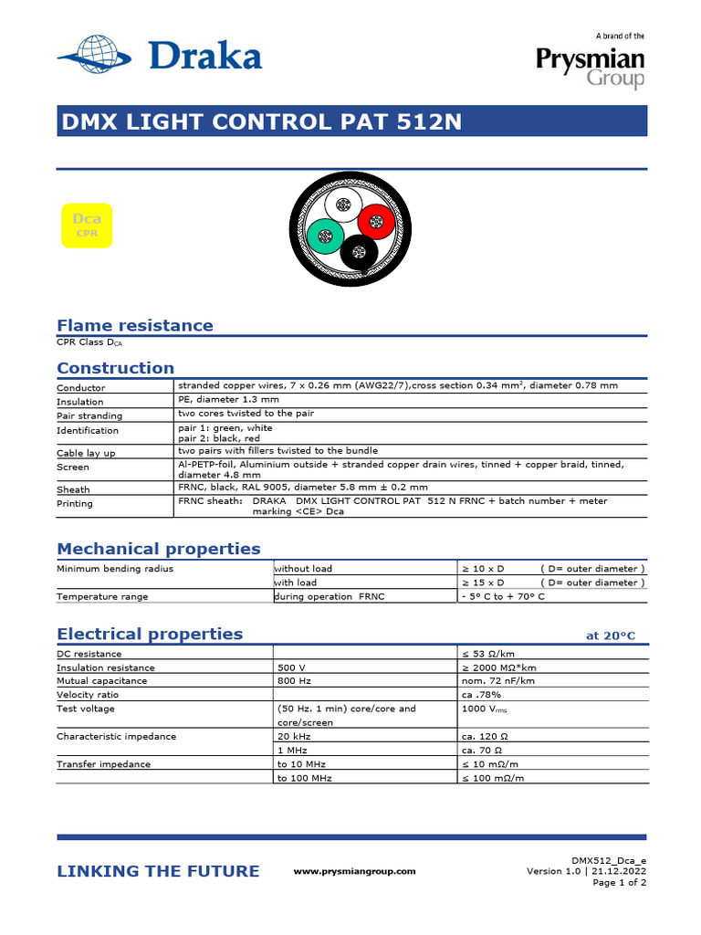 DMX 512 Dca by Draka | PDF | Electrical Resistance And Conductance ...