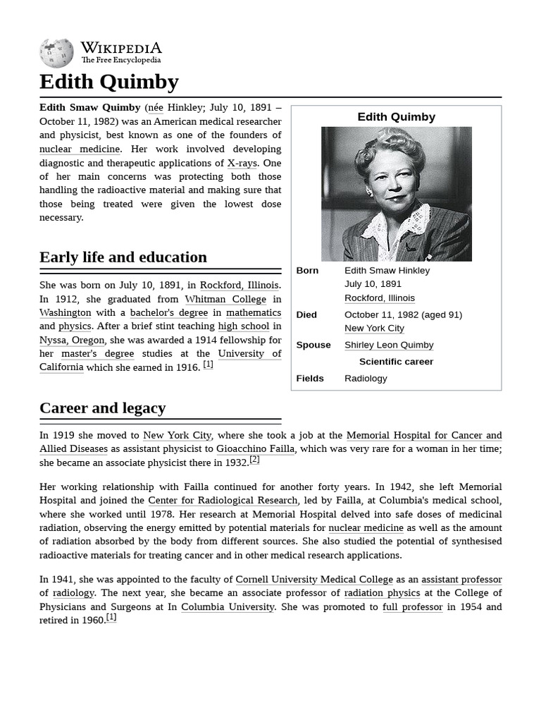 Edith_Quimby | PDF | Medicine | Medical Physics