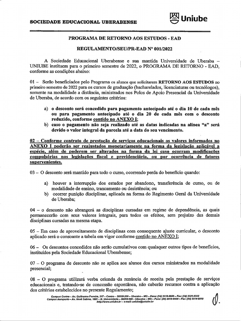 2021 - Retorno Aos Estudos EAD 001 2022 | PDF