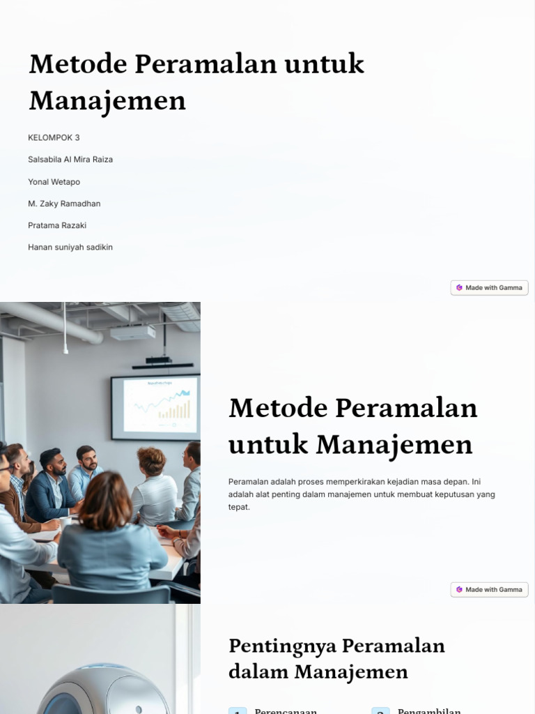 Metode Peramalan untuk Manajemen | PDF
