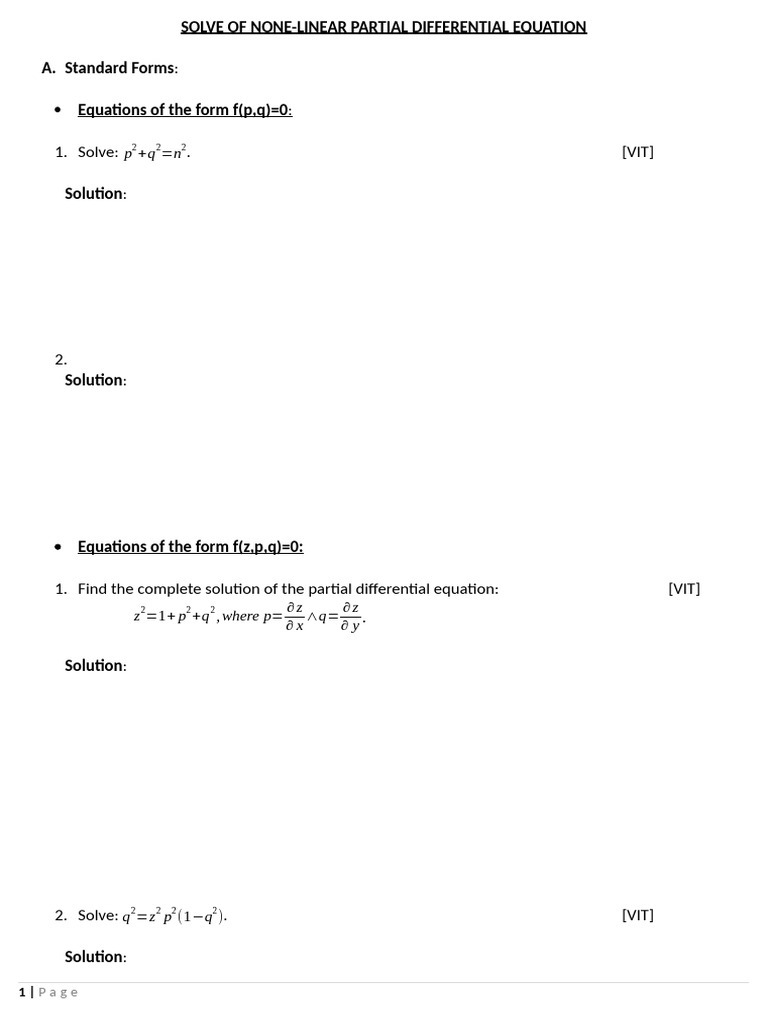 Solution of None-Linear Pde | PDF | Partial Differential Equation | Nonlinear System