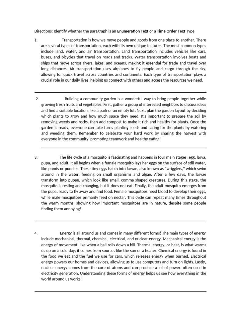 Enumeration & Time Order Text Types | PDF | Mosquito