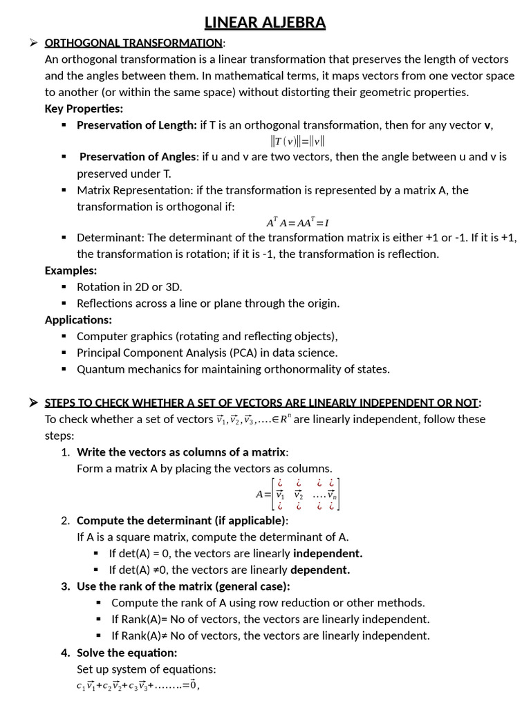 Orthogonal Transformations in Linear Algebra | PDF | Mathematics | Algebra