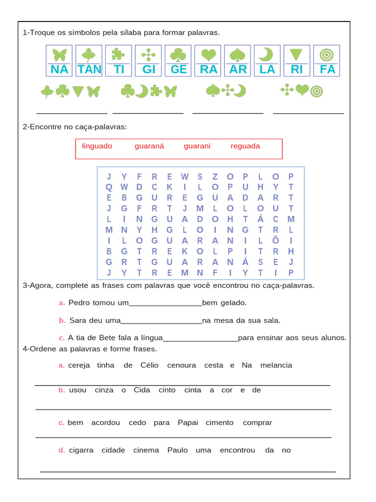 Troque Os Símbolos Pela Sílaba para Formar Palavras. | PDF