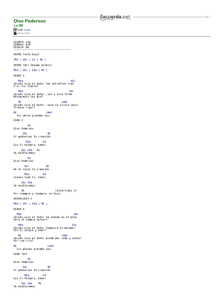 Dios Poderoso, La Ibi_ Acordes | PDF
