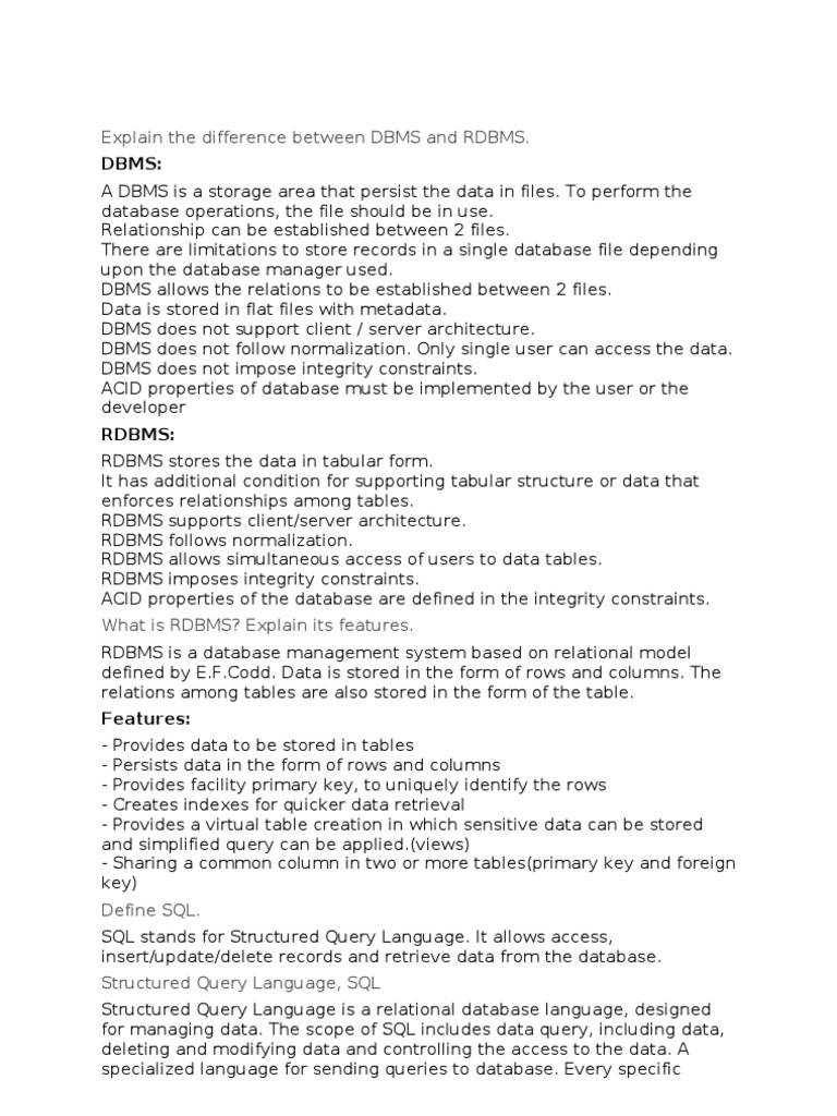 SQL Interview Questions | PDF | Relational Database | Database Index SQL Interview Questions | PDF | Relational Database | Database Index