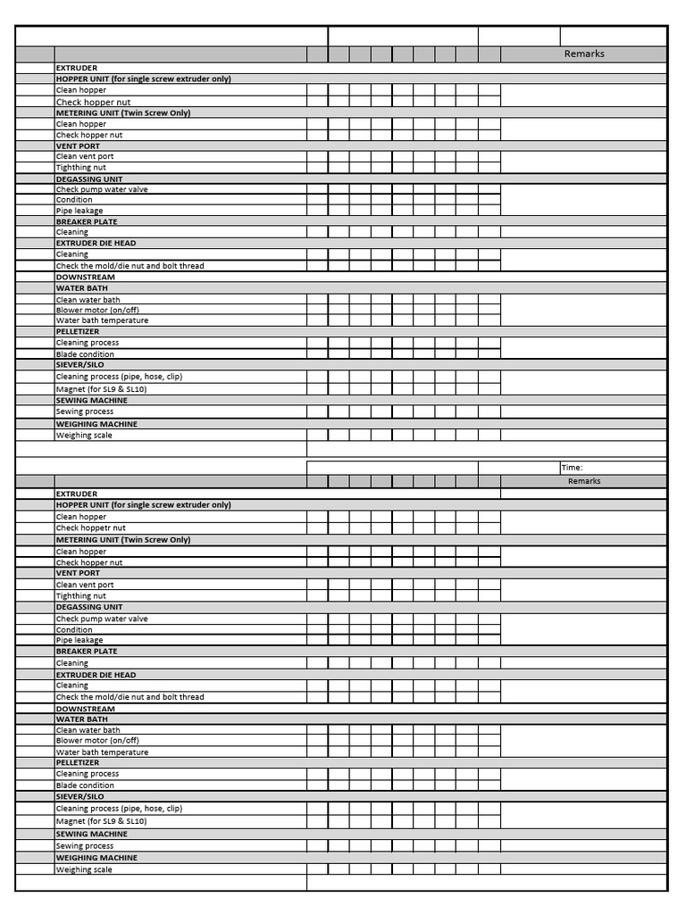 BV-F09-04 2024 Preventive Inspection & Maintenance Schedule & Checksheet Rev.20170612 | PDF ...