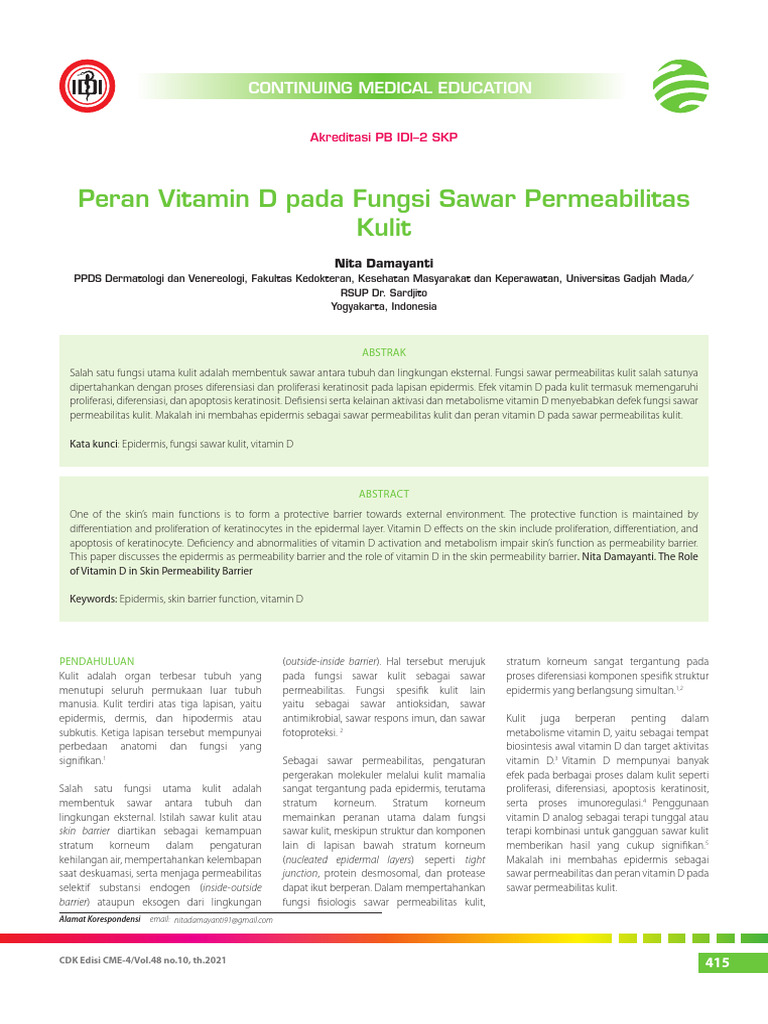 CME-Peran Vitamin D Pada Fungsi Sawar Permeabilitas Kulit | PDF