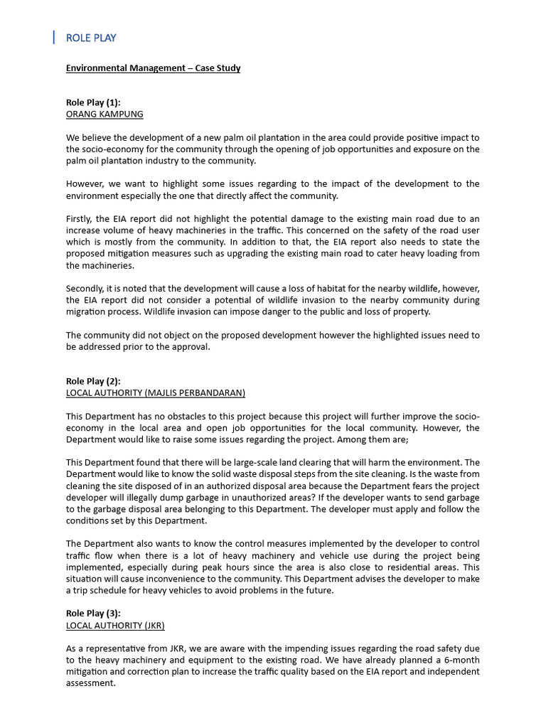 CASE STUDY - ROLE PLAY_Final | PDF | Traffic | Road