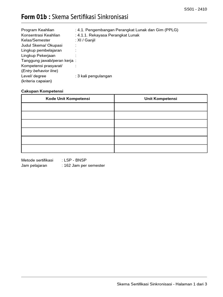 Form 01b - Skema Sertifikasi-Perencanaan Produk-Analisis Sumber Daya | PDF
