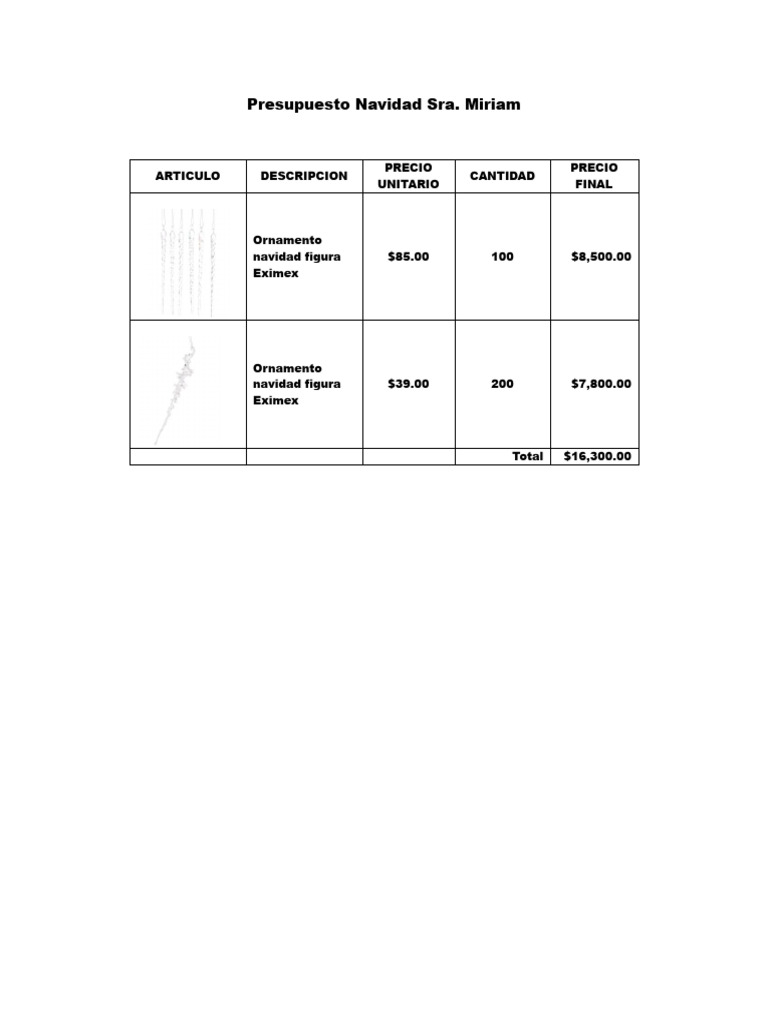 Presupuesto Navidad Srita Miriam | PDF
