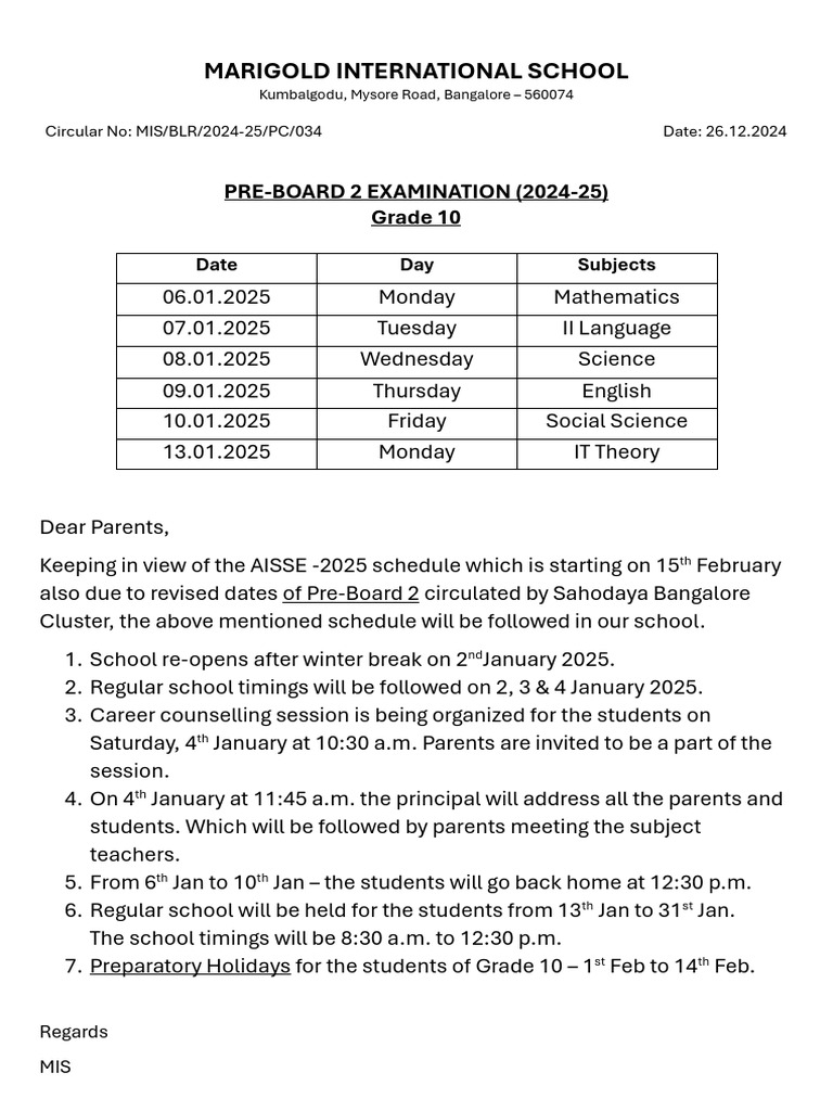 PC034 Pre-Board 2 and Imp Information | PDF