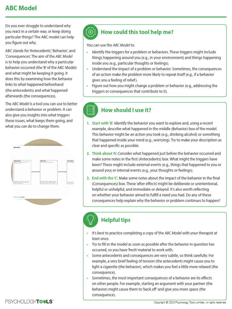Abc Model - Lang Eng Us - Format Client Version | PDF | Behavior | Thought