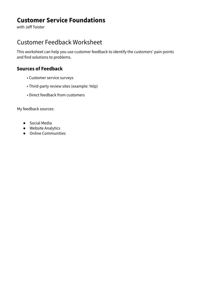 Customer Feedback | PDF