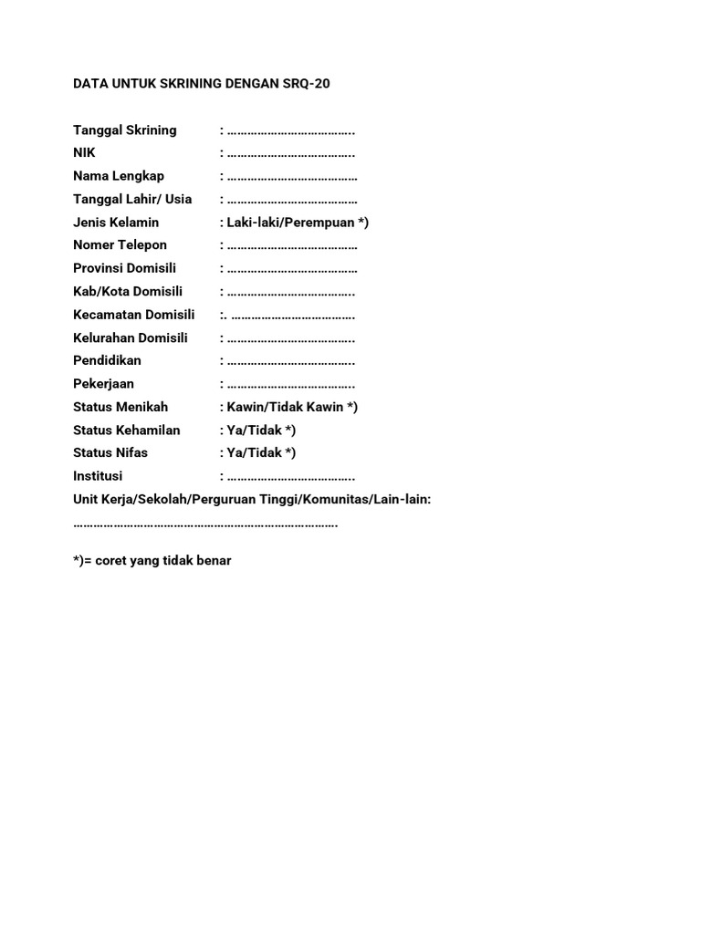 Form SRQ-20 Manual | PDF