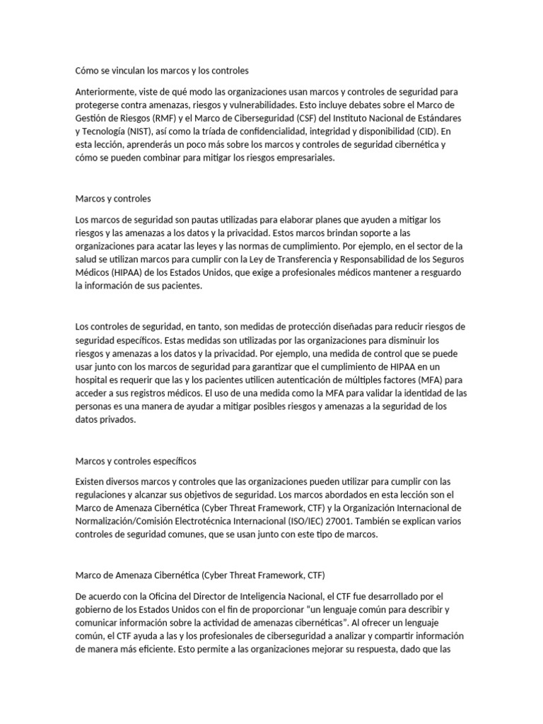Cómo se vinculan los marcos y los controles | PDF | La seguridad ...