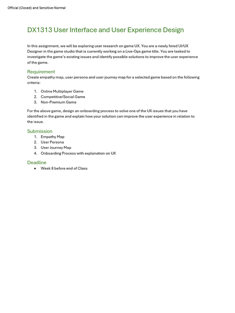 Assignment Brief UI UX | PDF | User Experience | Information Technology