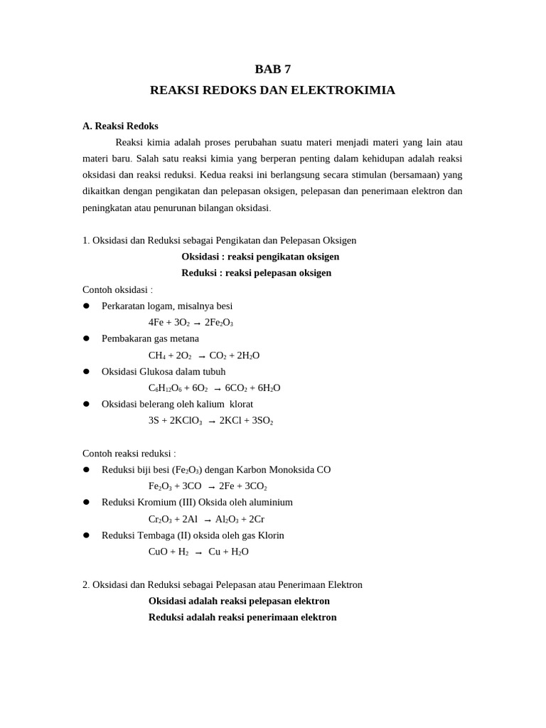 BAB 7 Reaksi Redoks Dan Elektrokimia | PDF