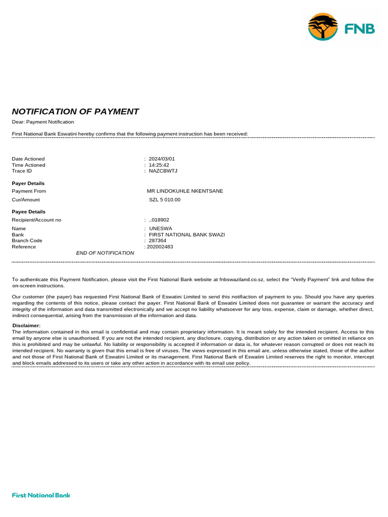 Nkentsane's Proof of Payments | PDF | Payments