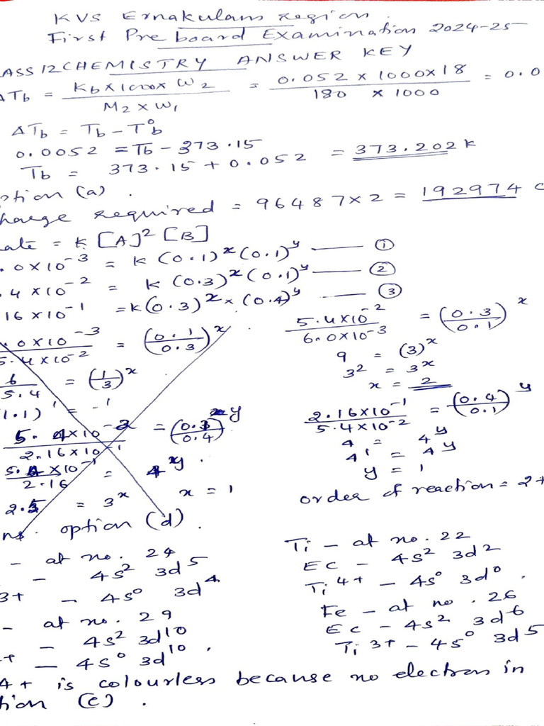 PB 1 Chemistry Answer Key | PDF