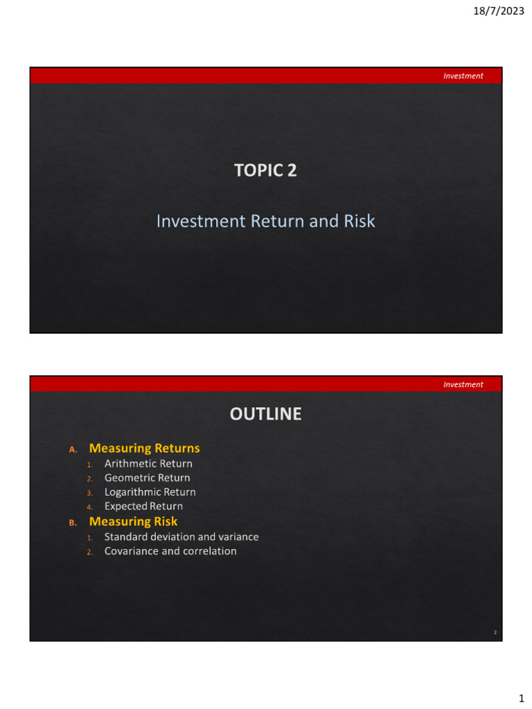 02 Topic 2- Risk and Return pdf | PDF | Investing | Trade