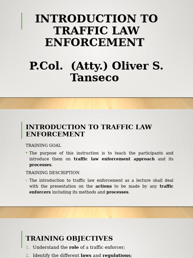 Traffic Law Enforcement Overview | PDF | Traffic | Arrest