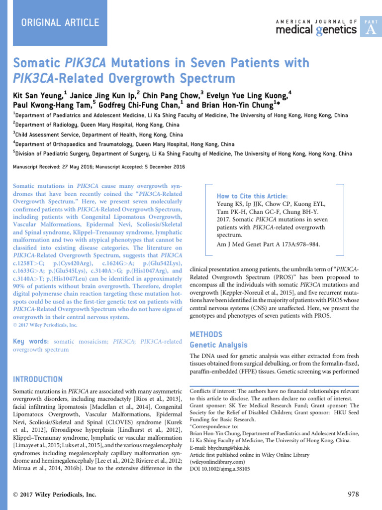 7 Somatic PIK3CA Mutations in Seven Patients With PROS | PDF