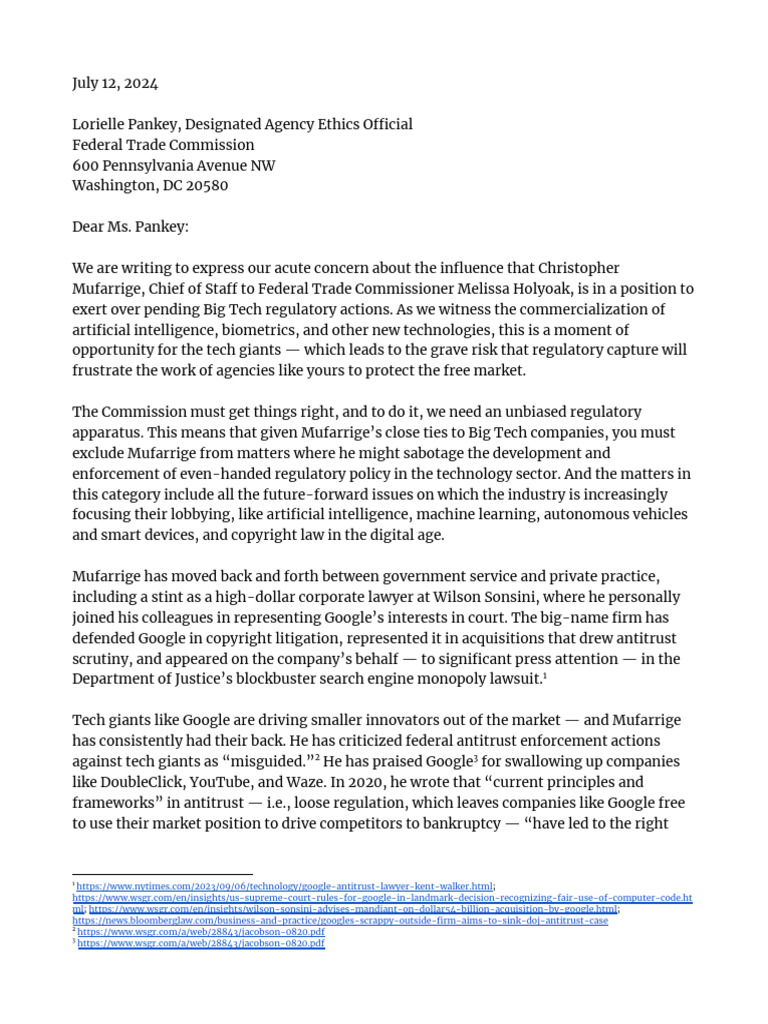 Letter+to+DAEO+Pankey BMP | PDF | Federal Trade Commission | American ...